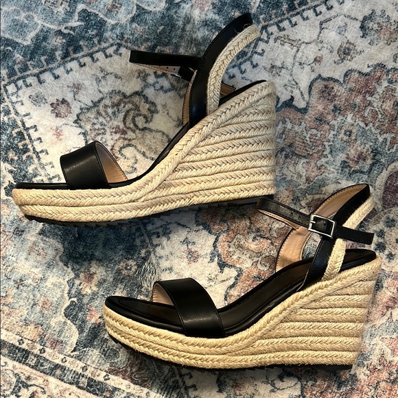 Amazon | Shoes | Womens Black Wedge Sandals | Poshmark